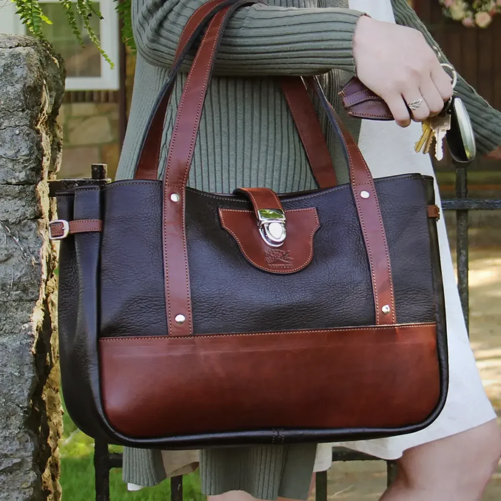Women’s Bison Leather Business Tote, USA Made Purse | Col. Littleton