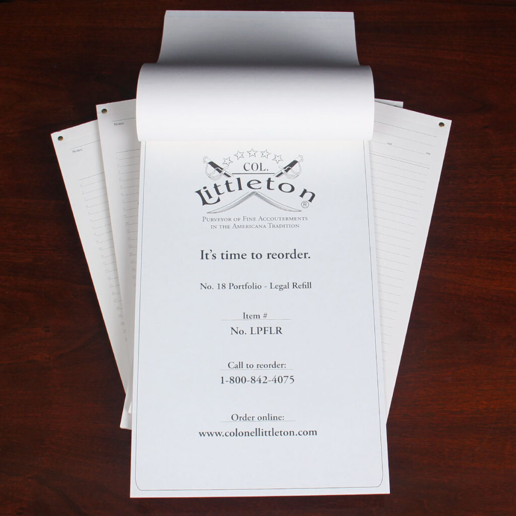 Refill for Legal Portfolio | 8.5 x 14 size | Col. Littleton