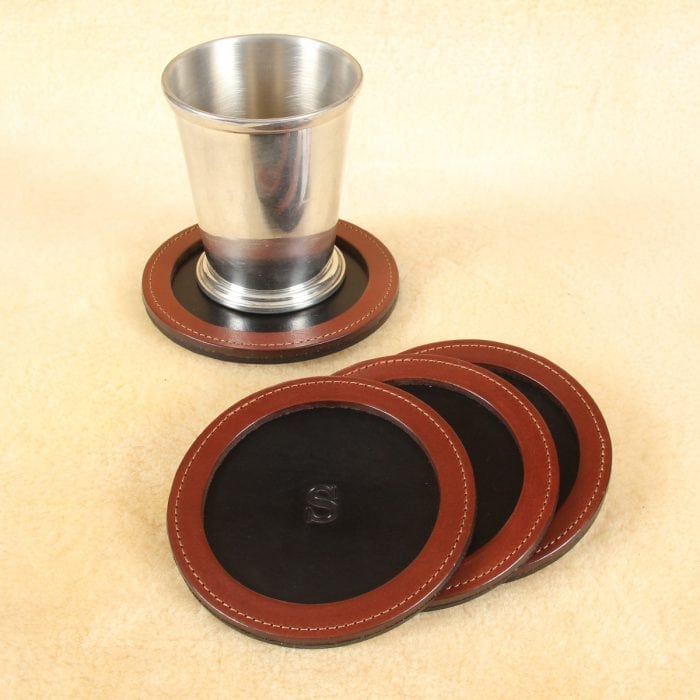 Leather Round Coasters Set of 4 | Best & USA Made | Col. Littleton