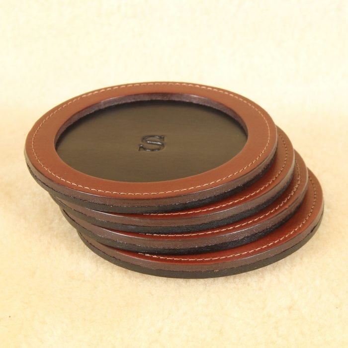 Leather Round Coasters Set of 4 | Best & USA Made | Col. Littleton