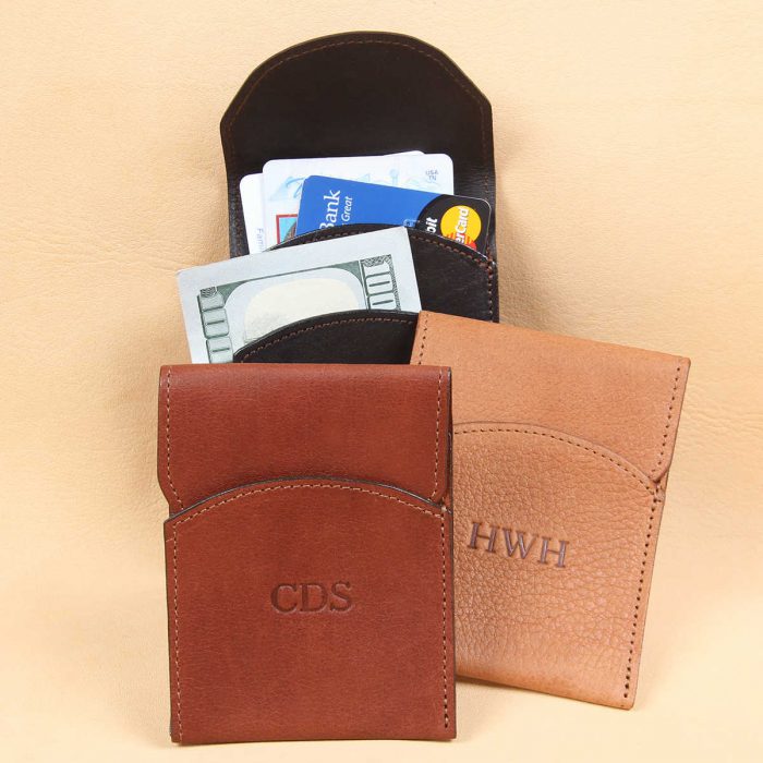 Leather Front Pocket Wallet w/ Flap | Warranted |Slim Profile | Col ...