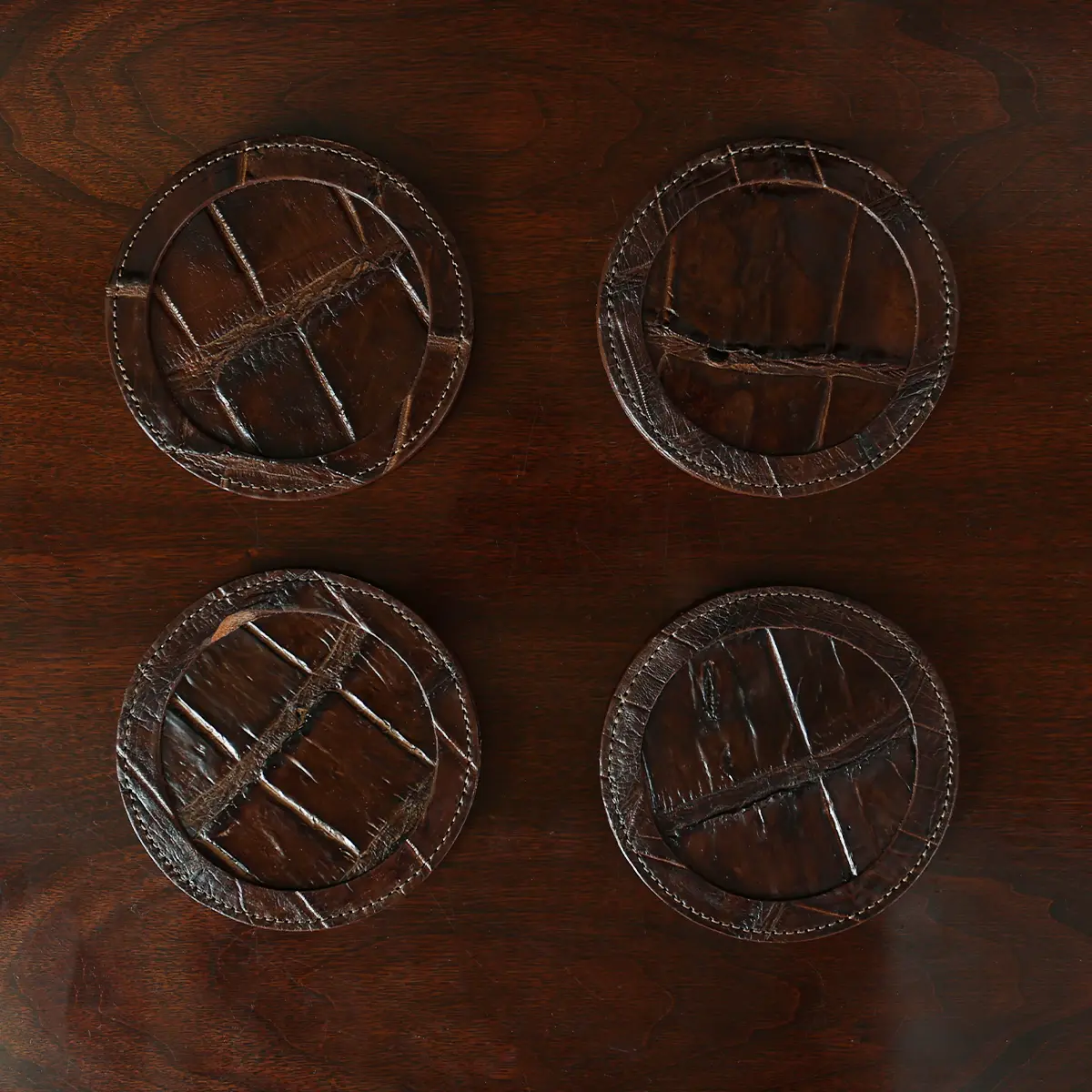Alligator Leather Round Coasters | USA Made | Col. Littleton
