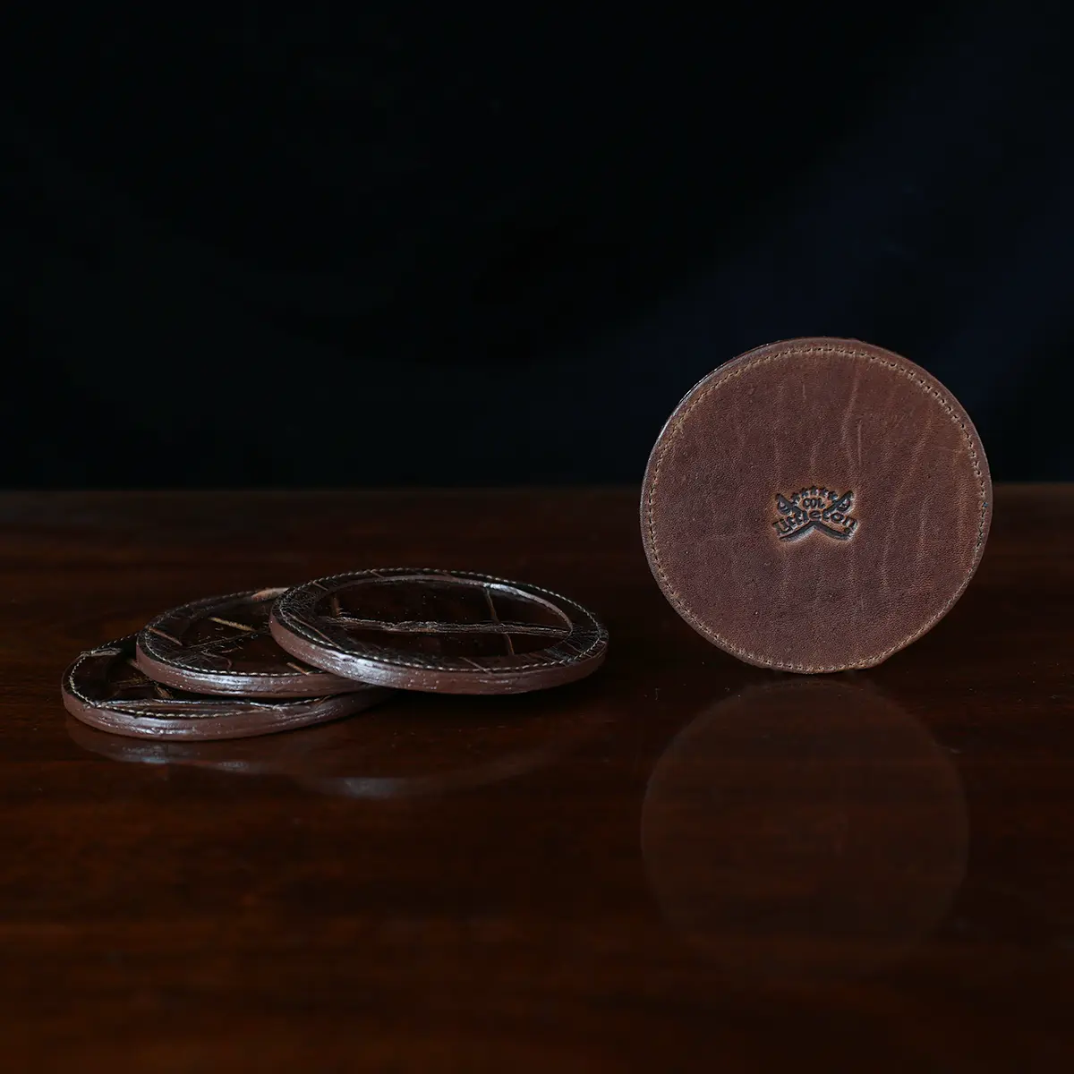 Alligator Leather Round Coasters | USA Made | Col. Littleton