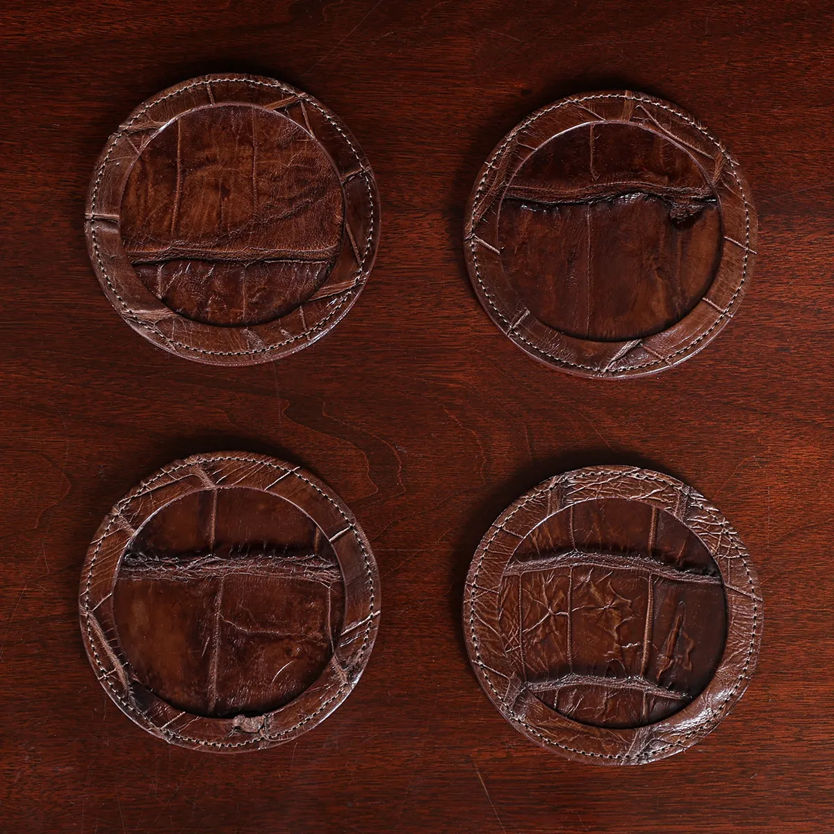 Alligator Leather Round Coasters | Made in America