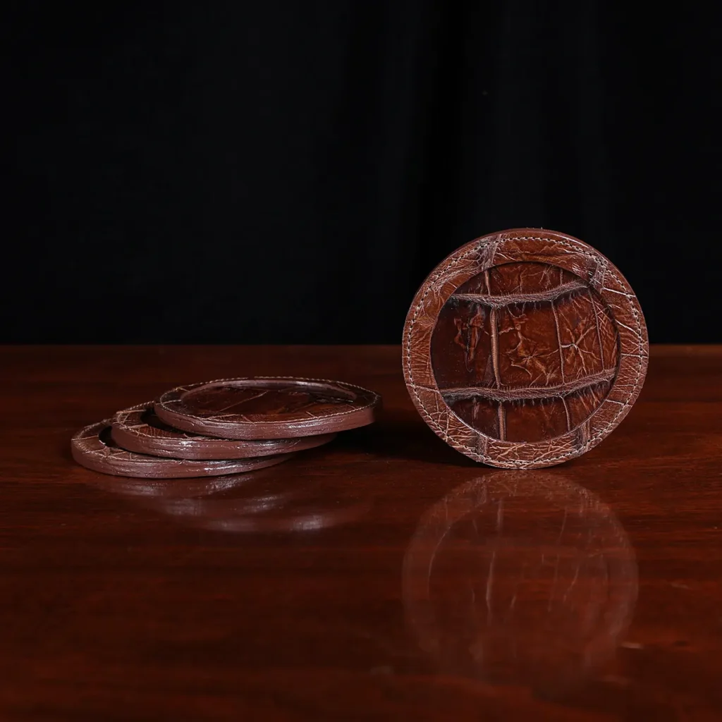 Alligator Leather Round Coasters | Made in America