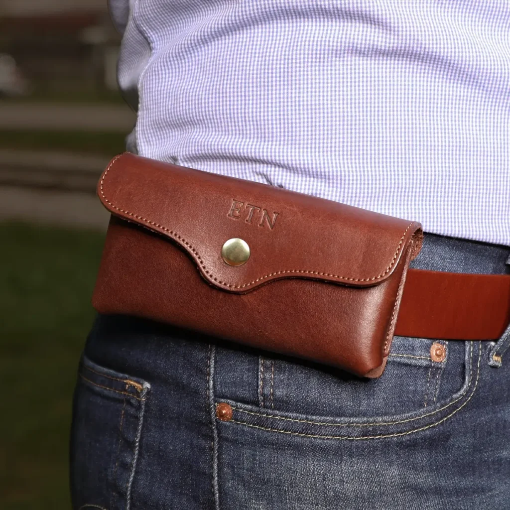 Leather iPhone Case Holster No. 48 Brown with Snap Closure | Col. Littleton